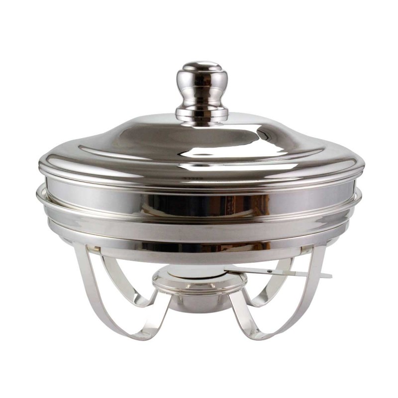 Rechaud banho maria redondo com cuba em prata - 4 Litros